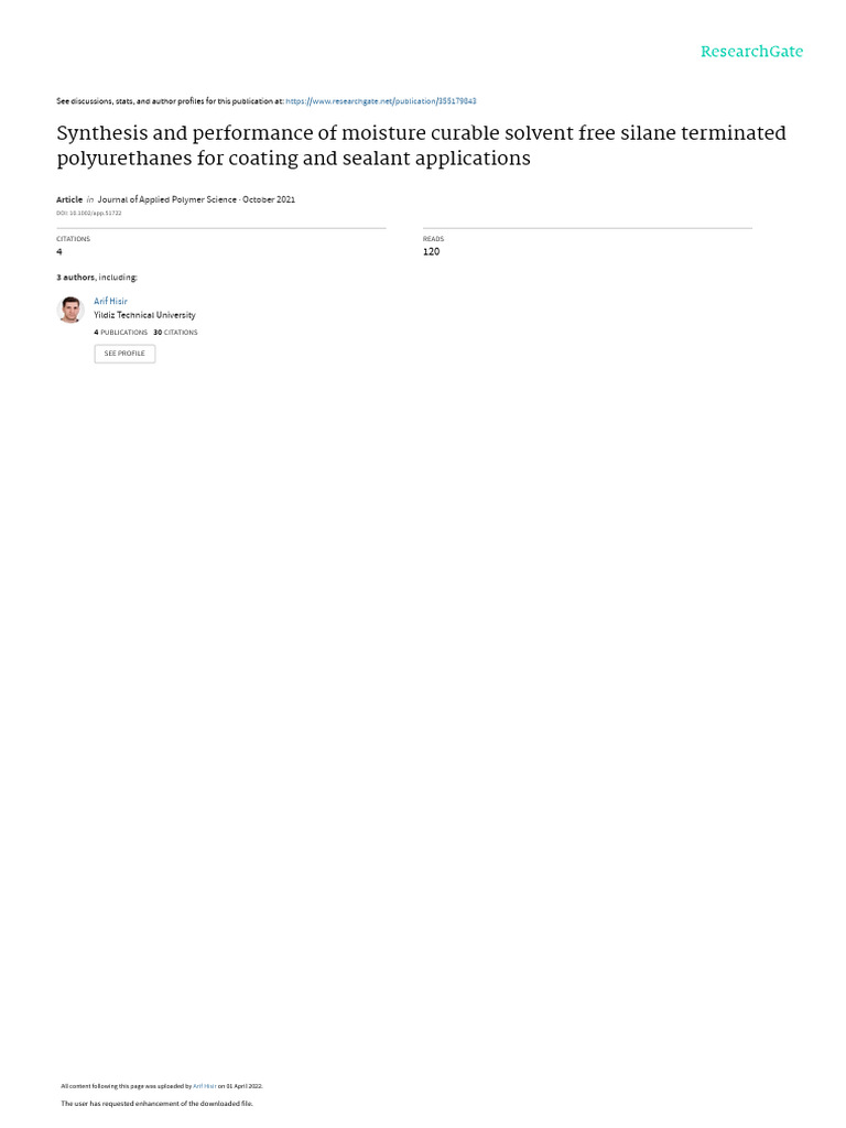 Synthesis and Performance of Moisture Curable Solvent Free Silane ...