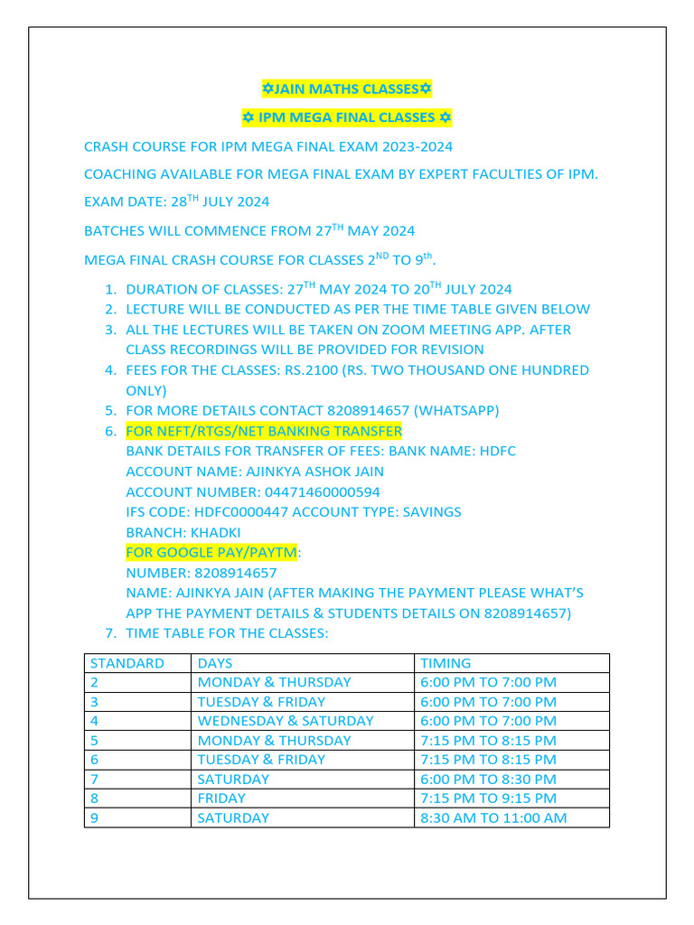 Ipm Mega Final Class Pdf