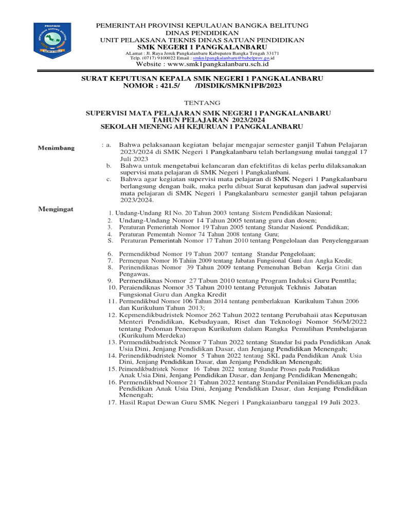 SK Supervisi th.2023-2024 | PDF