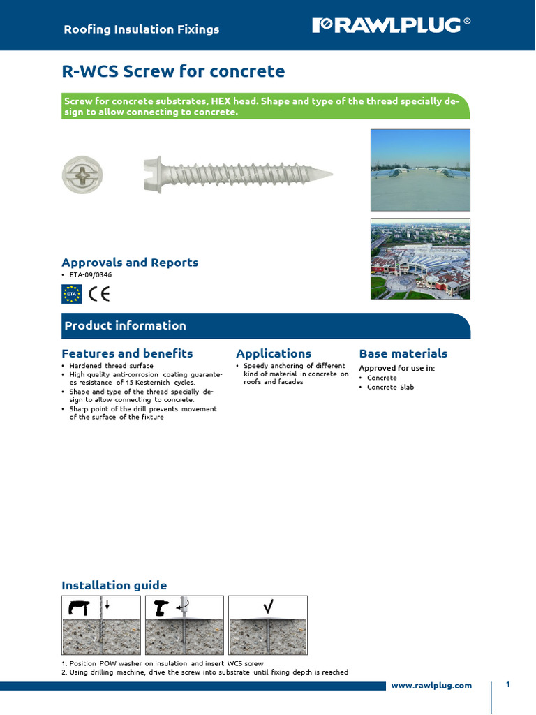 Rawlplug WCS Screw | PDF | Screw | Concrete
