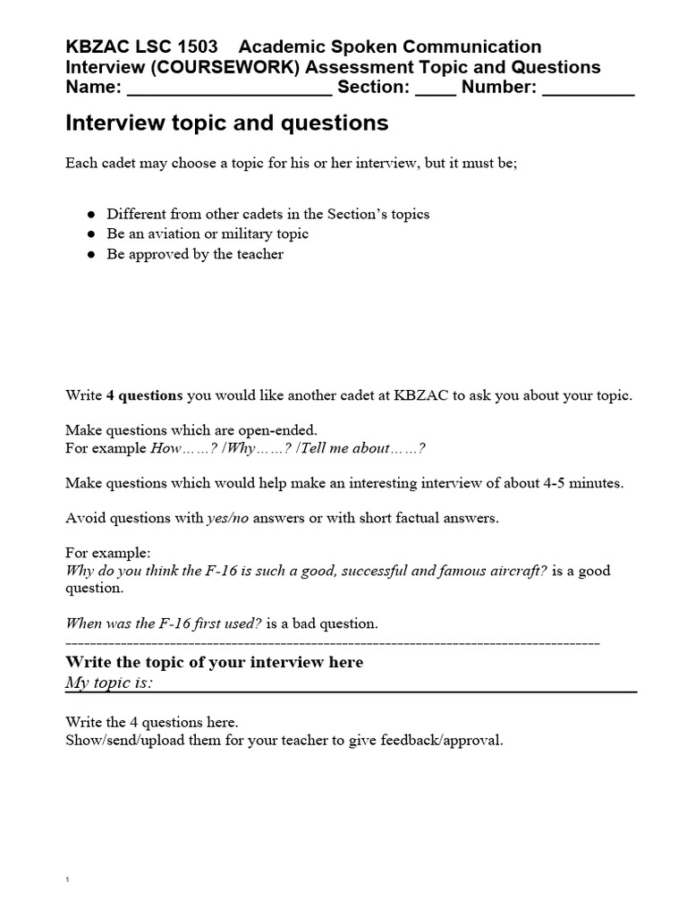 LSC 1503 Interview Questions Example Template | PDF