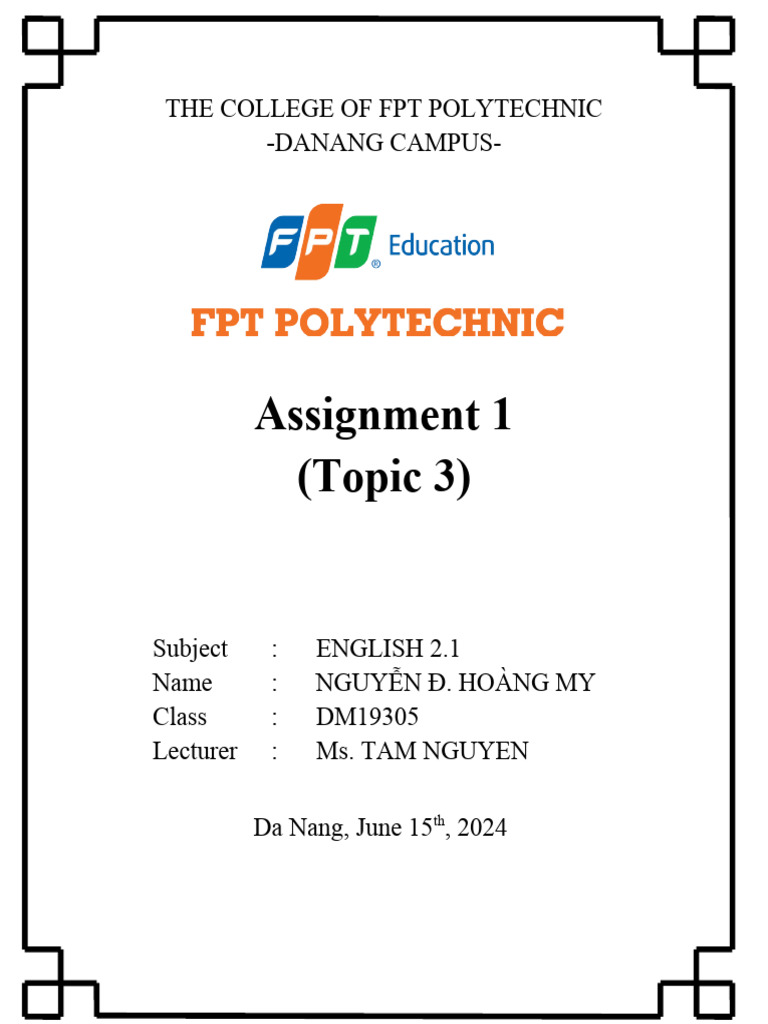 HoangMy DM19305 TOPIC3 | PDF | Linguistics