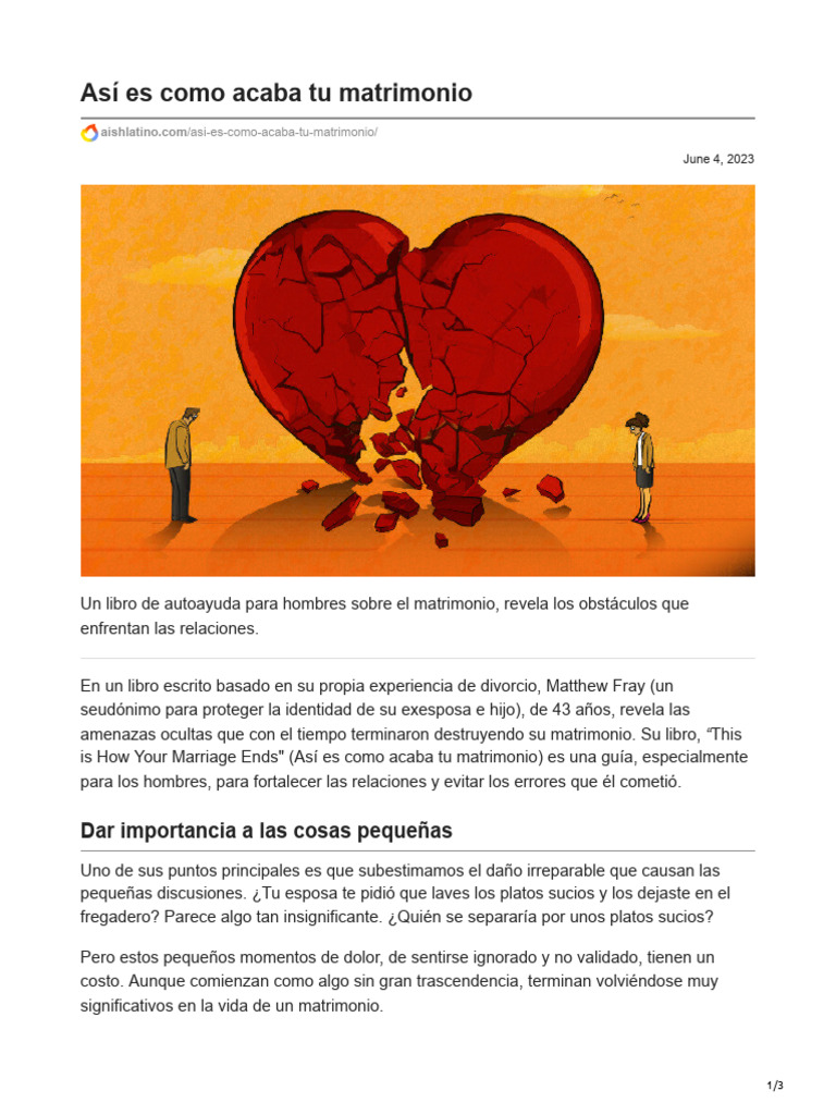 Así Es Como Acaba Tu Matrimonio | PDF | Culpa (emoción) | Divorcio Así Es Como Acaba Tu Matrimonio | PDF | Culpa (emoción) | Divorcio