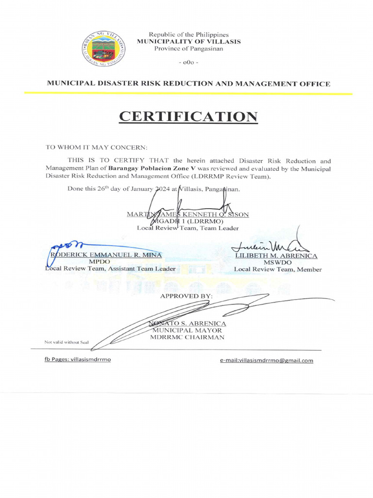 Poblacion Zone V BDRRM Plan | PDF