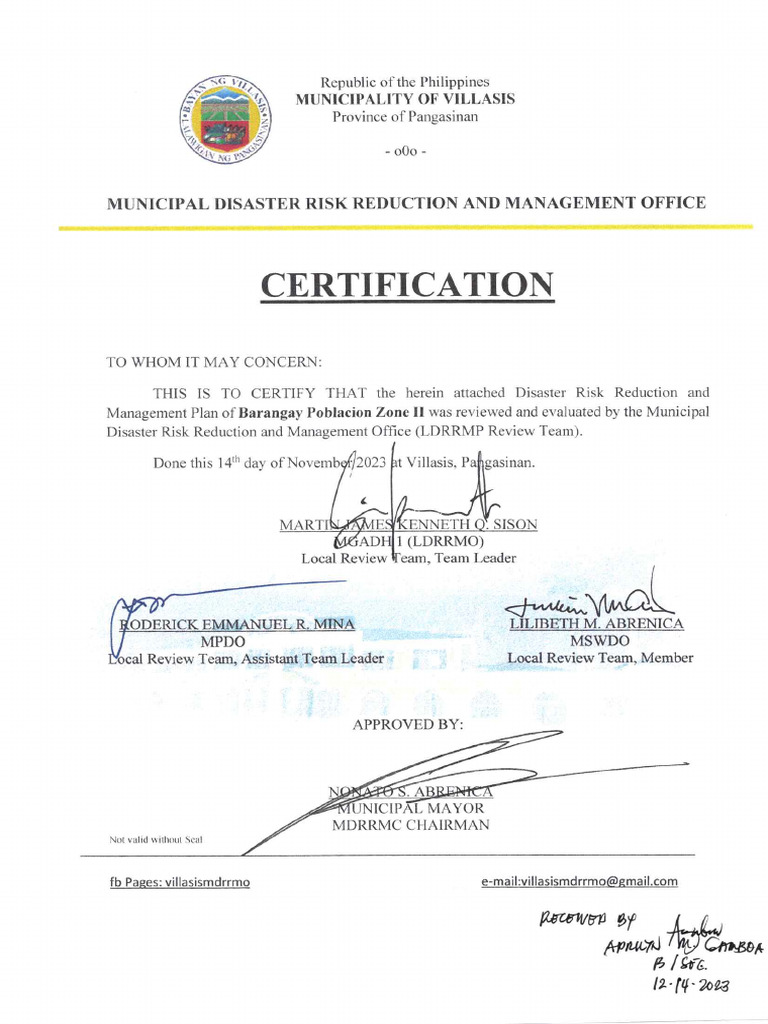 Poblacion Zone Ii BDRRM Plan | PDF