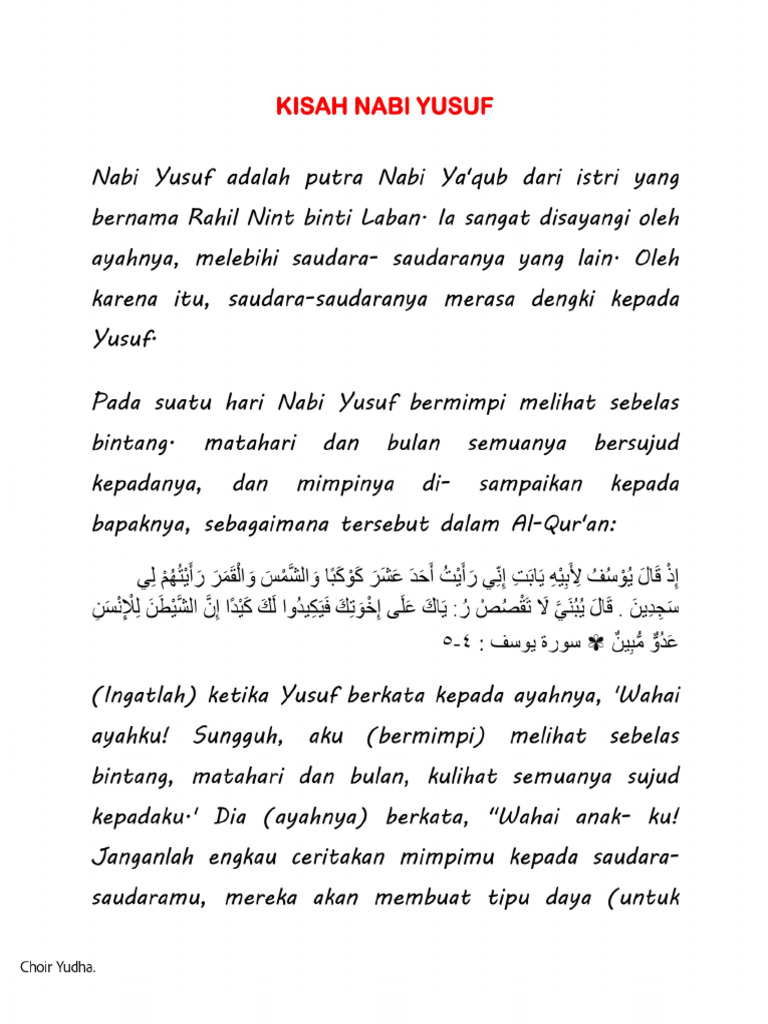 Kisah Nabi Yusuf | PDF