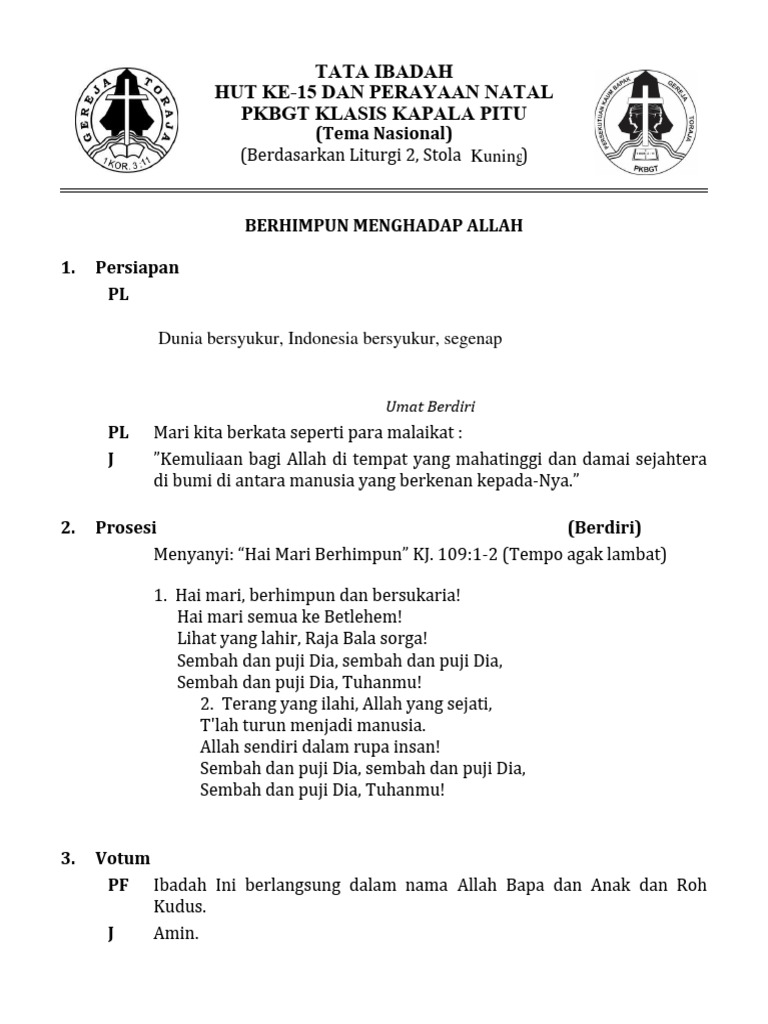 1187397384-Tata Ibadah Hut PKBGT Klasis Kapala Pitu | PDF