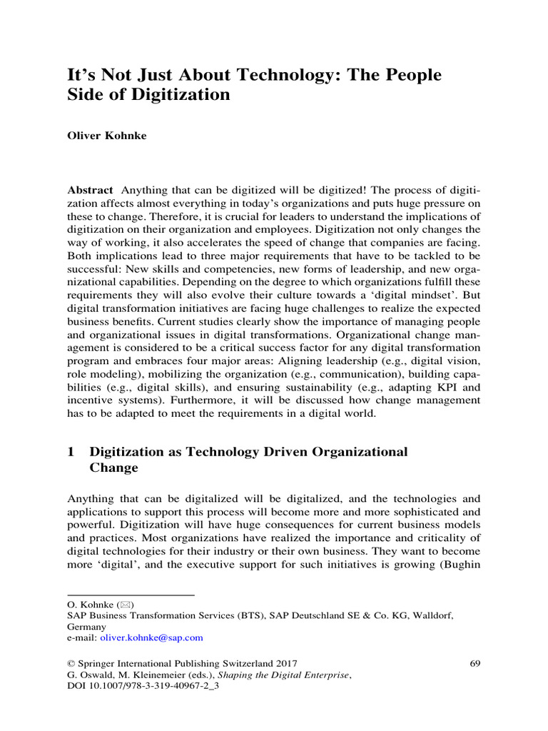 It's Not Just About Technology The People Side of Digitization | PDF ...
