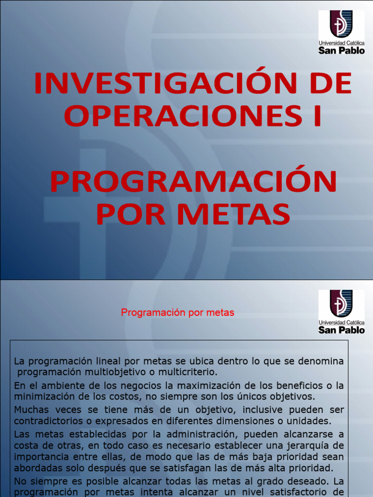 Programación Lineal por Metas: Guía Completa | PDF | Programación ...