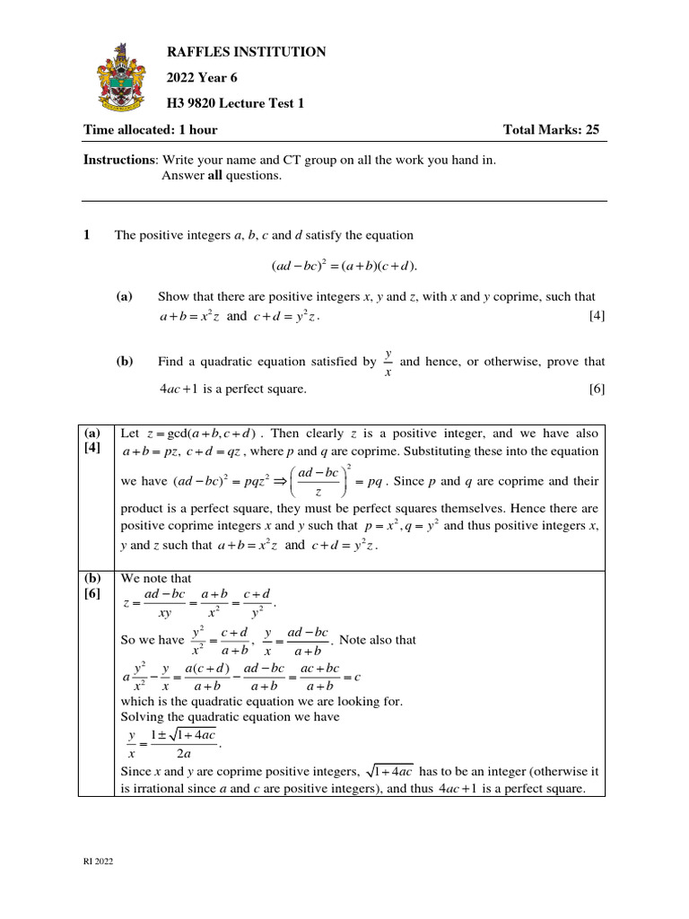 Year 6 H3 Lecture Test 1 Solutions | PDF | Abstract Algebra ...