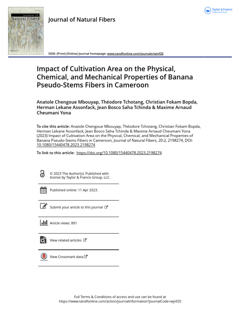 Impact of Cultivation Area on the Physical Chemical and Mechanical ... Impact of Cultivation Area on the Physical Chemical and Mechanical ...