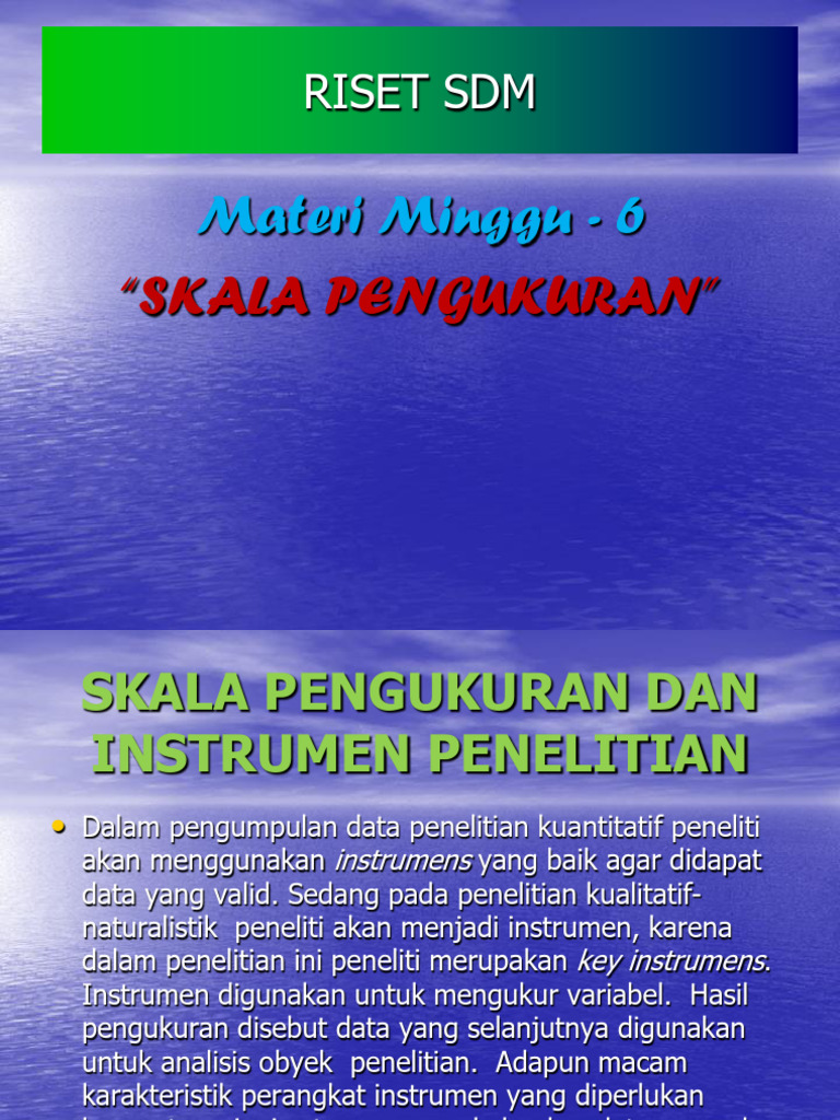 Materi Minggu 6. Skala Pengukuran | PDF