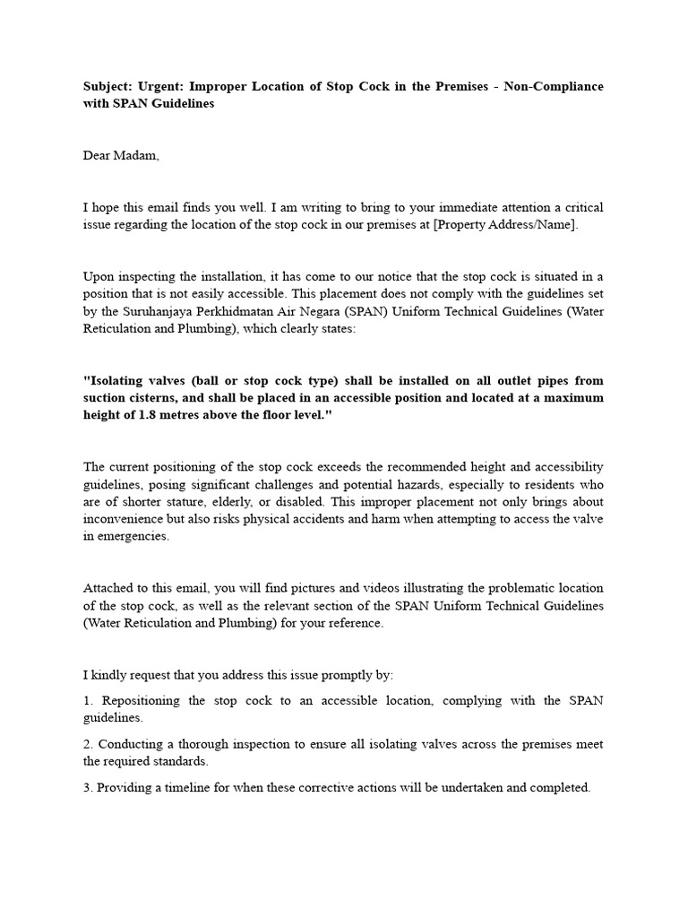 Improper Location of Stop Cock in The Premises 8A ERAMA | PDF ...