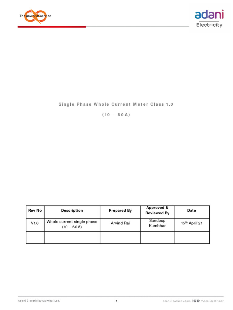 Single Phase Whole Current Meter Specs | PDF | Electrical Engineering ...