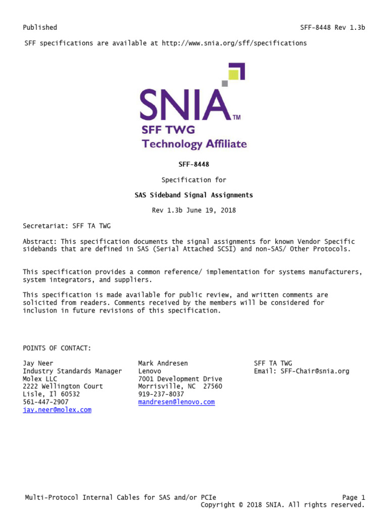 SAS Sideband Signal Assignments | PDF | Computing | Computer Engineering