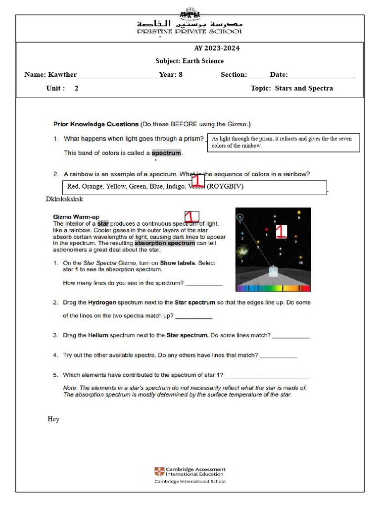 Stars Spectra | PDF | Teaching Methods & Materials | Technology ...