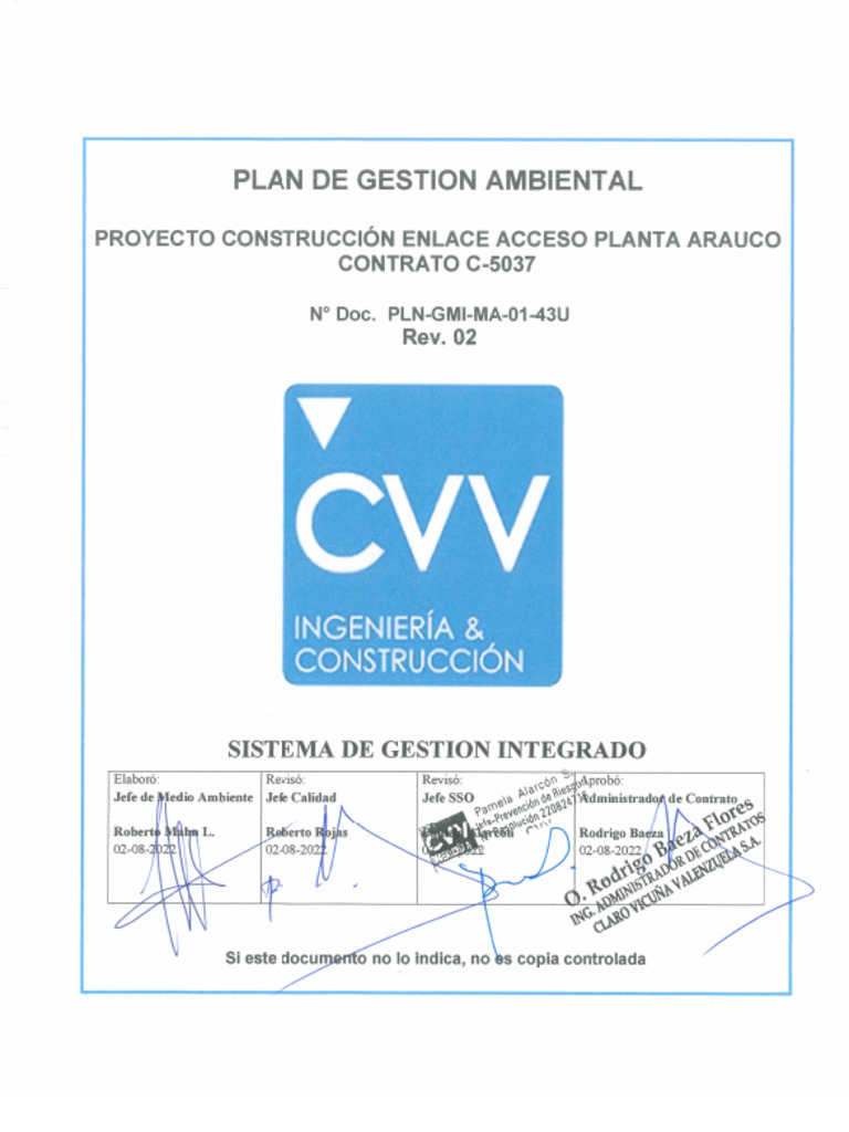 PLN-GMI-MA-01-43U Plan de Gestión Medioambiental Rev.02 | PDF ...