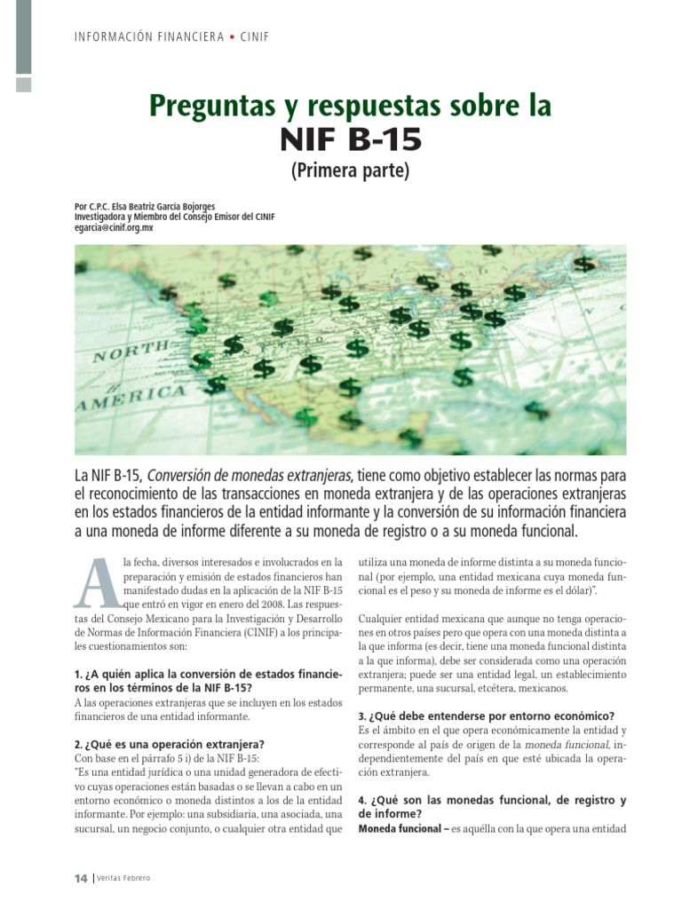 NIF B15 (Primera Parte) | PDF | Contabilidad | Dólar de los Estados Unidos