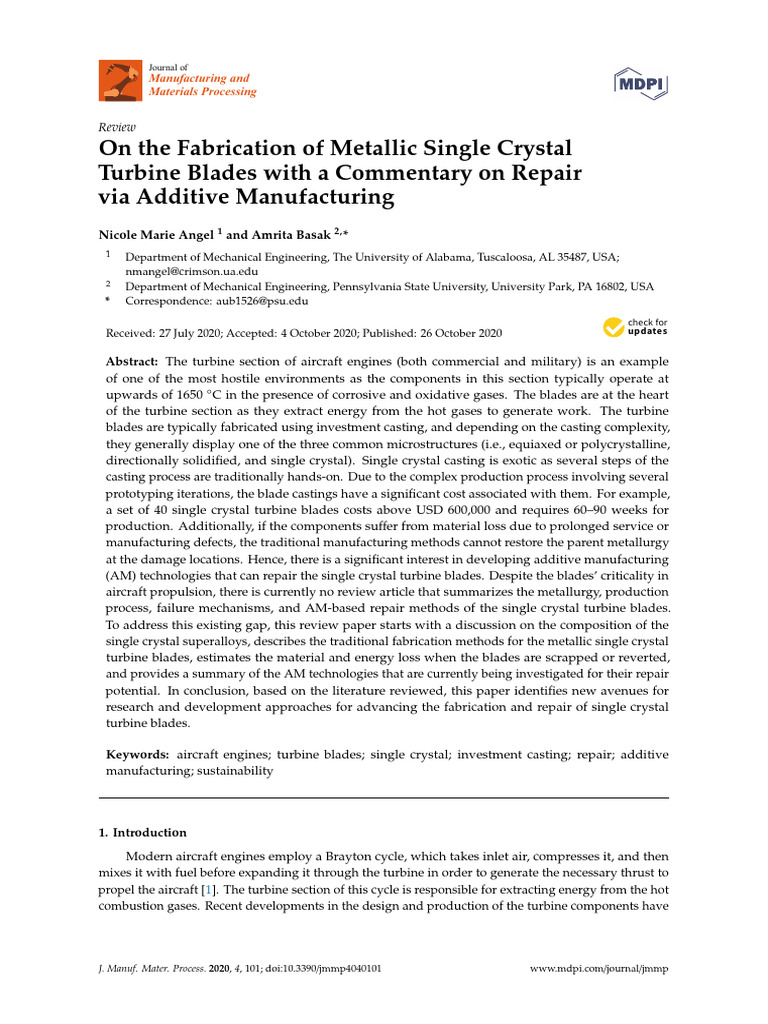 Single Crystal Turbine Blade Fabrication | PDF | Secondary Sector Of ...