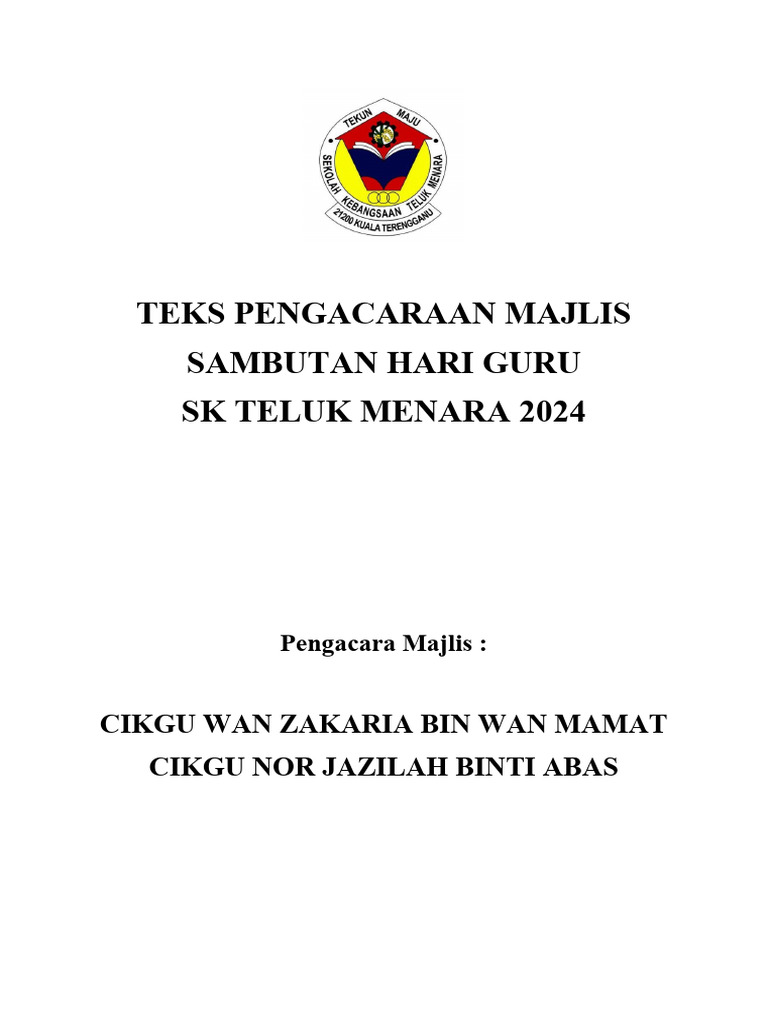 Teks Pengacaraan Majlis Hari Guru SKTM 2024 | PDF