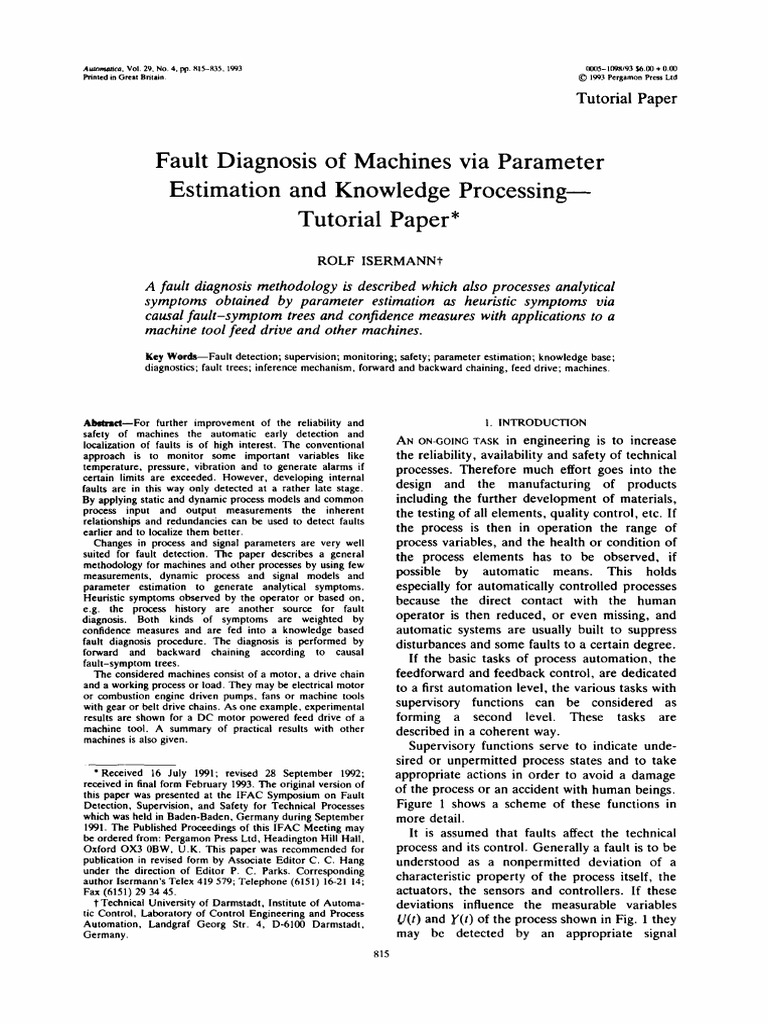 Isermann 1993 | PDF | Reliability Engineering | Mechanical Engineering