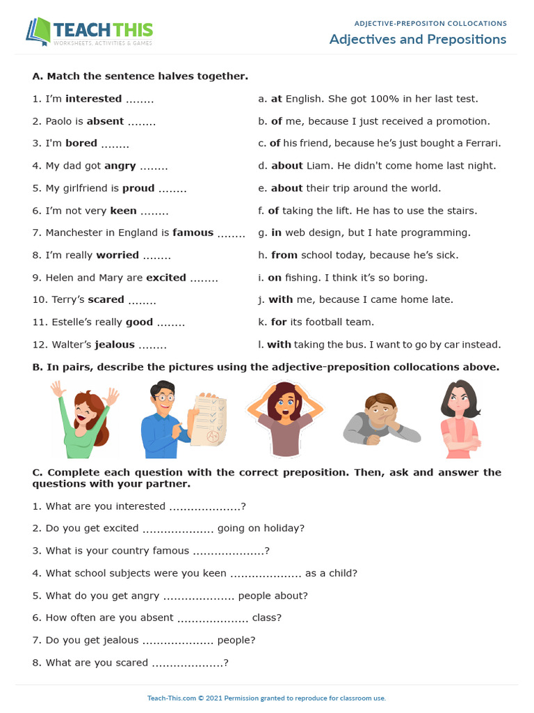 Adjective-Preposition Collocations Worksheet | PDF