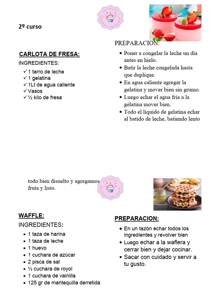 2º Curso Mini Cheff Pdf Cocina Occidental Postres