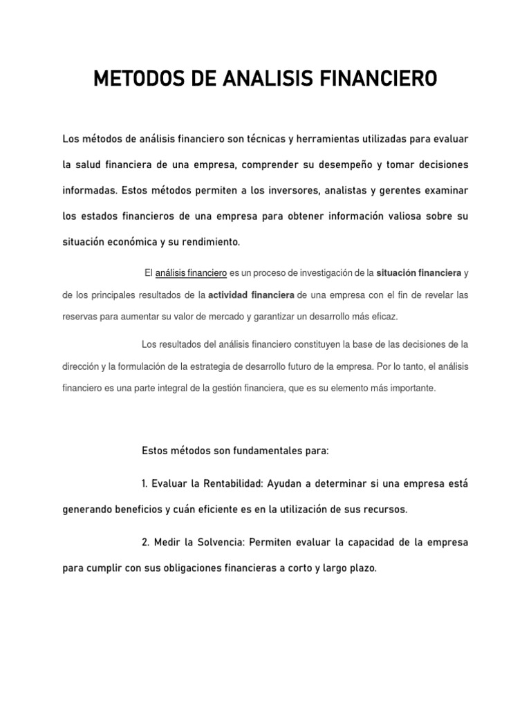 Metodos de Analisis Financiero | PDF | Business | Estado financiero