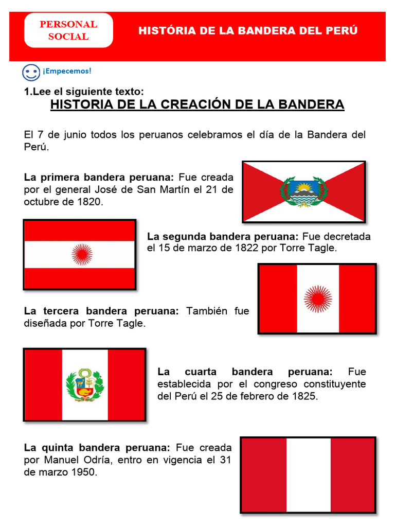 D1 A2 Ficha Ps. História de La Bandera Del Perú | PDF