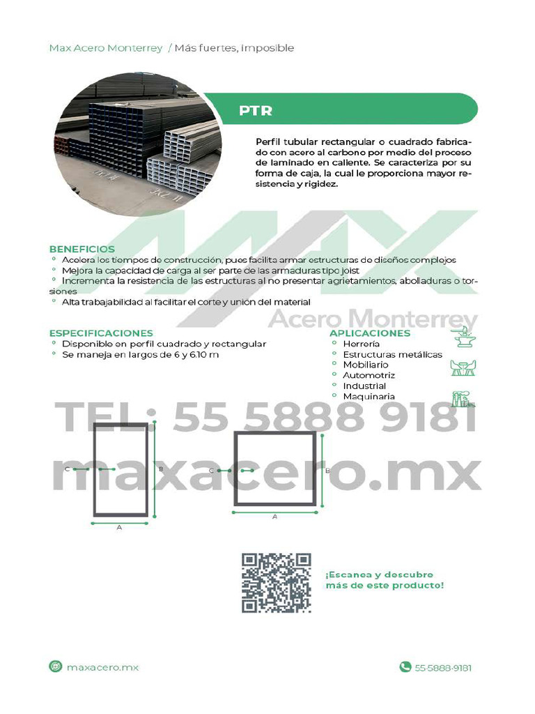 Ficha Tecnica Max Acero Perfil PTR | PDF
