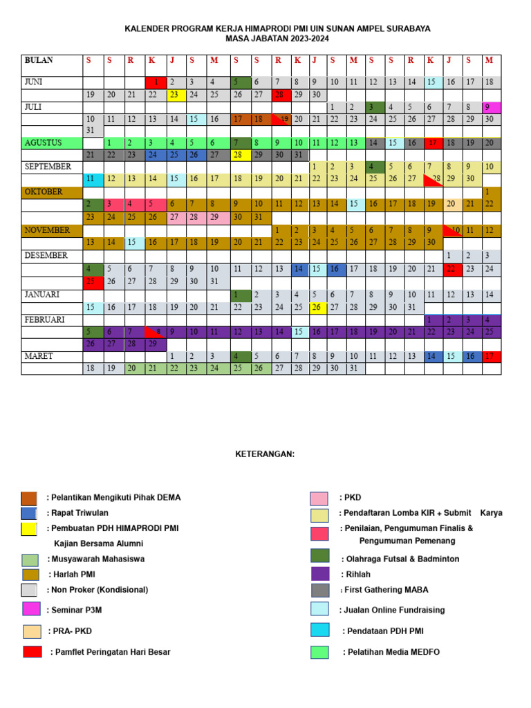 Kalender Seluruh Proker Himaprodi Pmi 2023-2024. | PDF