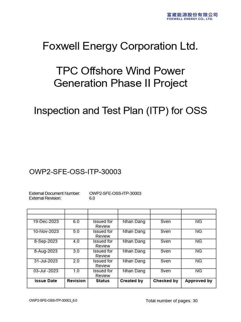 Offshore Wind Power ITP Guide | PDF | Nondestructive Testing | Welding
