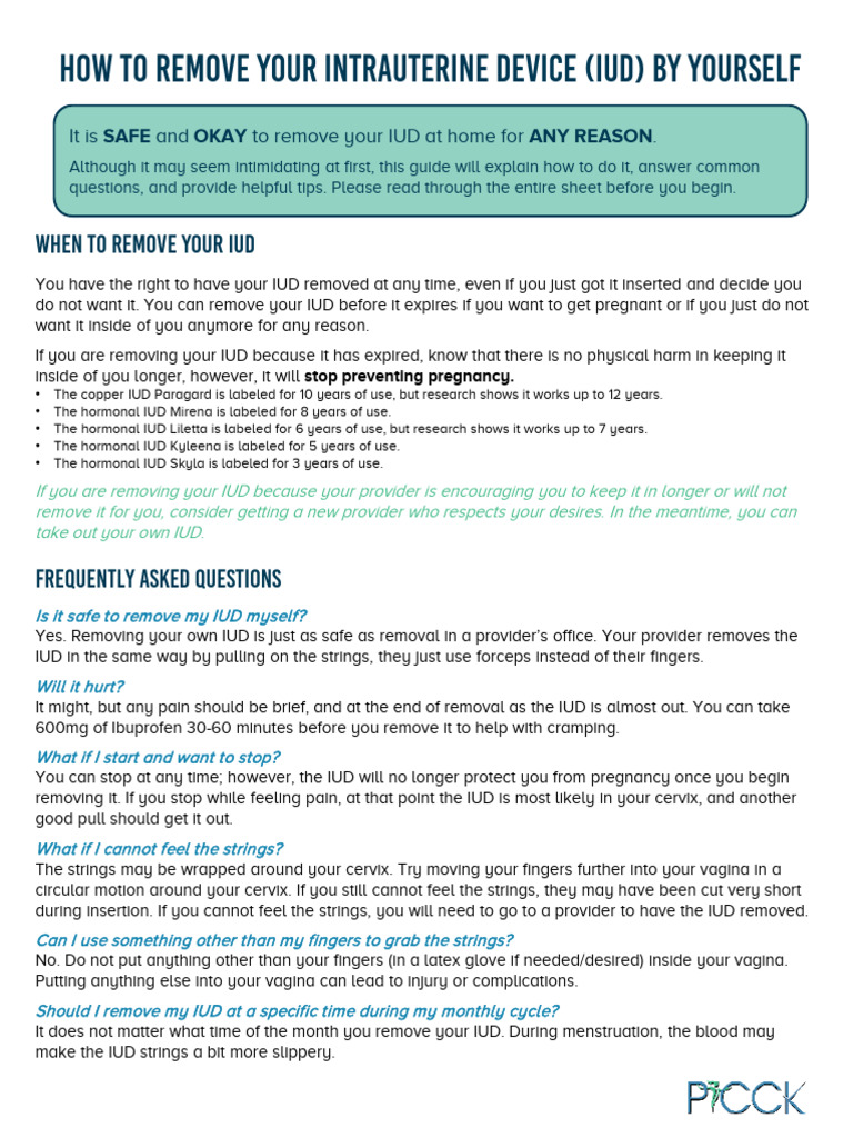 PICCK How To Remove Your Intrauterine Device IUD by Yourself | PDF ...