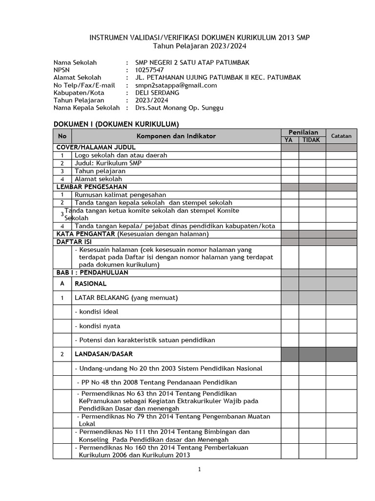 Instrumen-Validasi KOSP 2023 | PDF