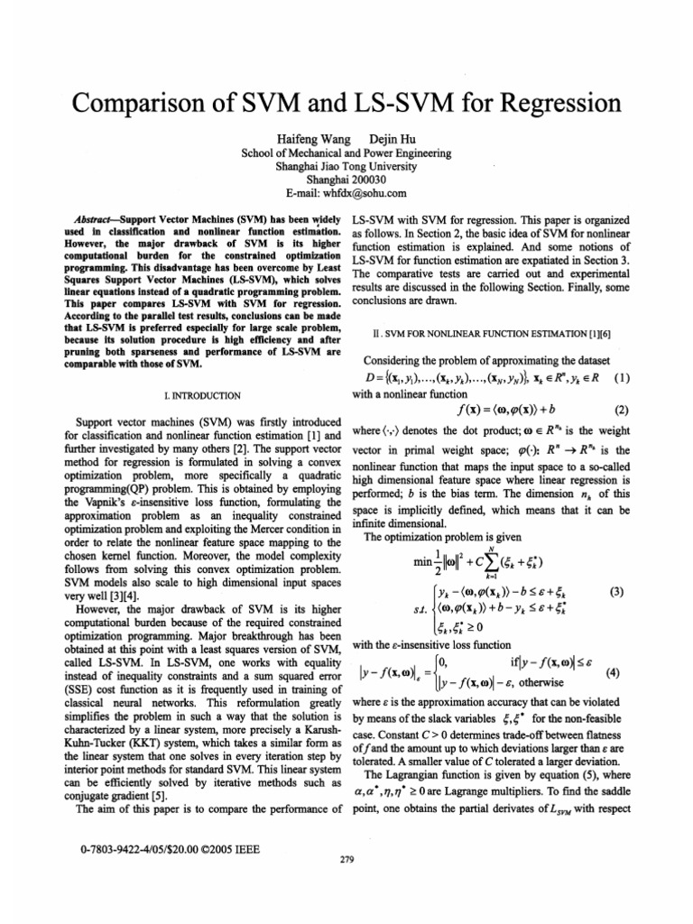 Comparison SVM and LS-SVM | PDF