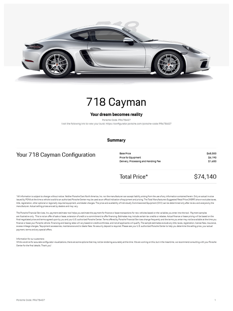 718 Cayman Build | PDF | Option (Finance) | Pricing