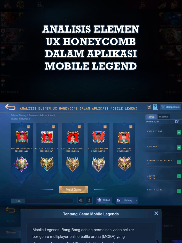 Analisis UX Honeycomb Mobile Legends | PDF