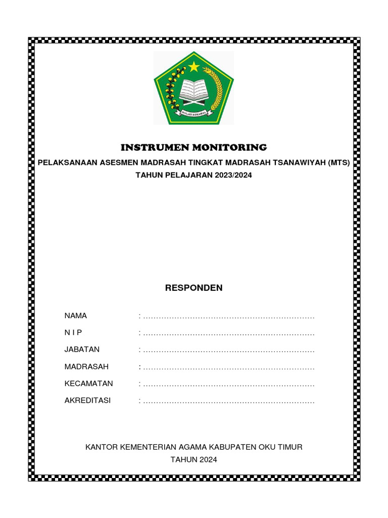 Instrumen Monev Ujian MTS 2024-1 | PDF