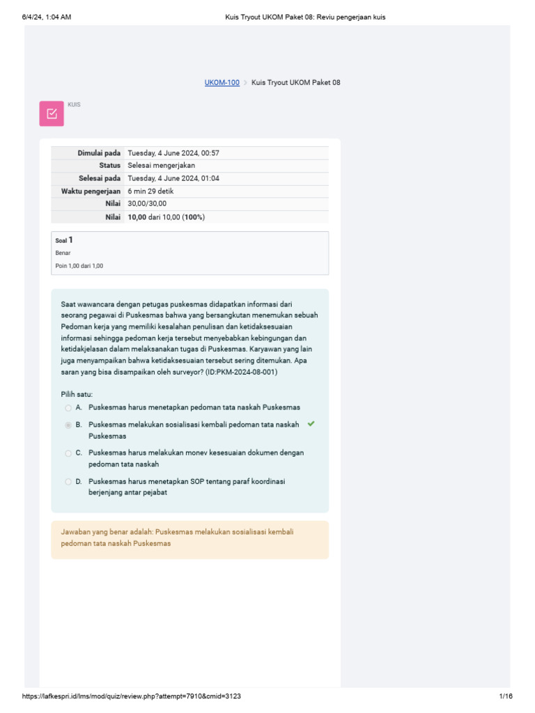 8 Kuis Tryout UKOM Paket 08 - Reviu Pengerjaan Kuis | PDF