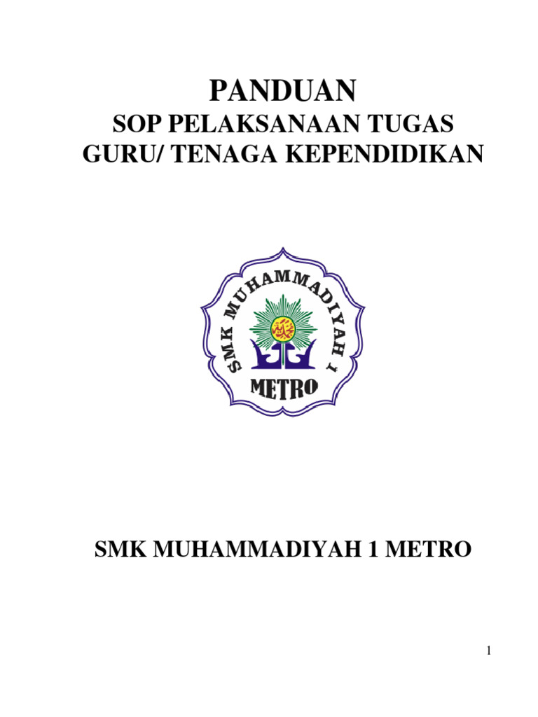 Panduan Atau SOP Pelaksanaan Tugas Guru Atau Tenaga Kependidikan | PDF