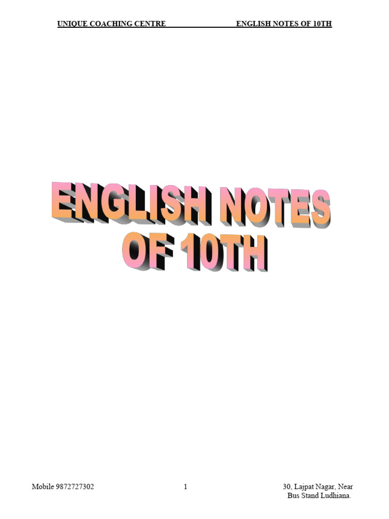 10th Notes Easy | PDF | Shylock | Achilles