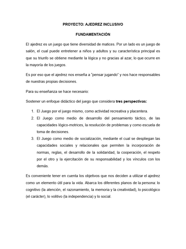 Proyecto Ajedrez | PDF | Ajedrez | Juegos de estrategia abstractos
