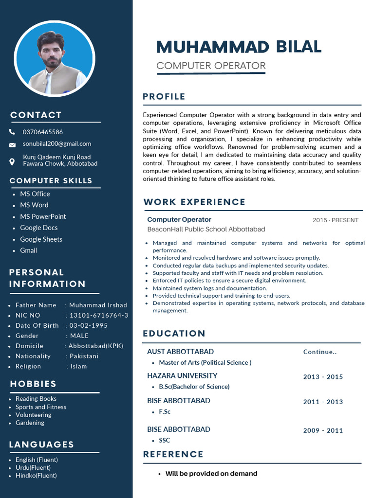 Muhammad Bilal CV | PDF | Information Technology | Computer Science