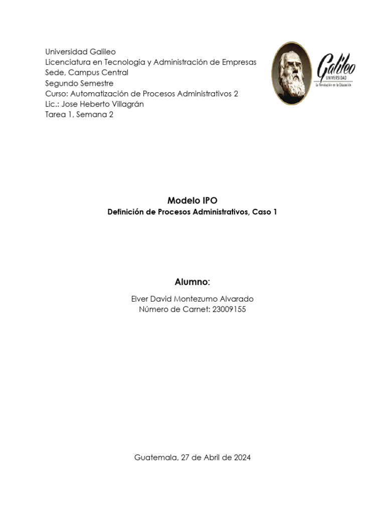 Tarea 1 APA 2 Modelo IPO PDF | PDF | Contador | Business