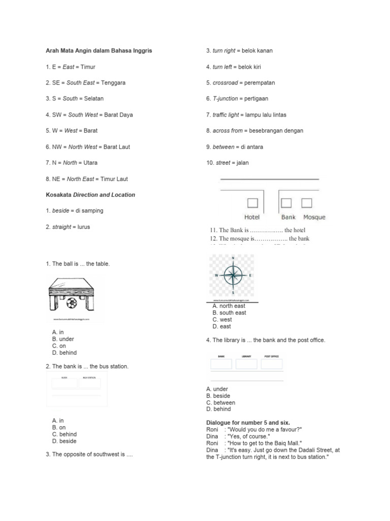 Arah Mata Angin dalam Bahasa Inggris | PDF