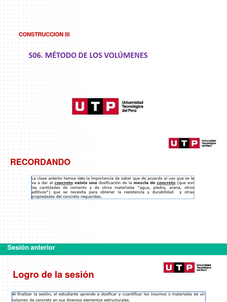 S06 - s1 - Metodo de Los Volumenes Modif Ok Umo | PDF | Hormigón | Volumen