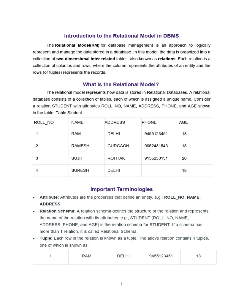 Relational Model in DBMS Unit2 | PDF | Relational Database | Relational ... Relational Model in DBMS Unit2 | PDF | Relational Database | Relational ...