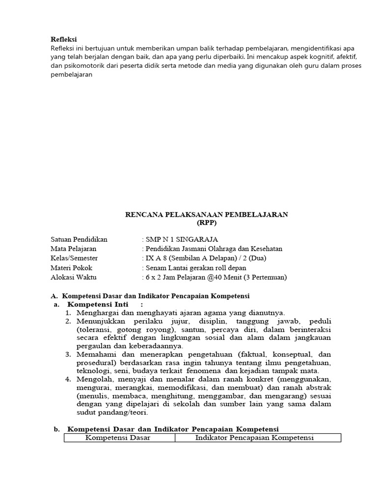 PPL 2 Refleksi RPP Siklus 3 | PDF