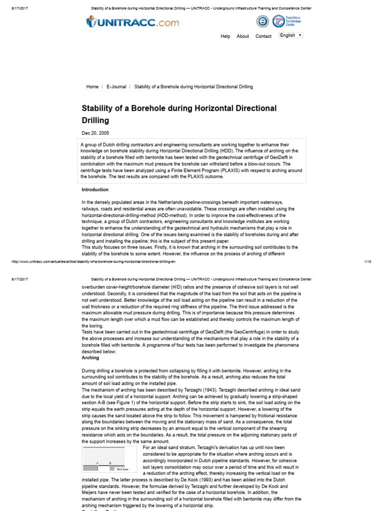 Stability of A Borehole During Horizontal Directional Drilling - UNITRACC - Underground ...