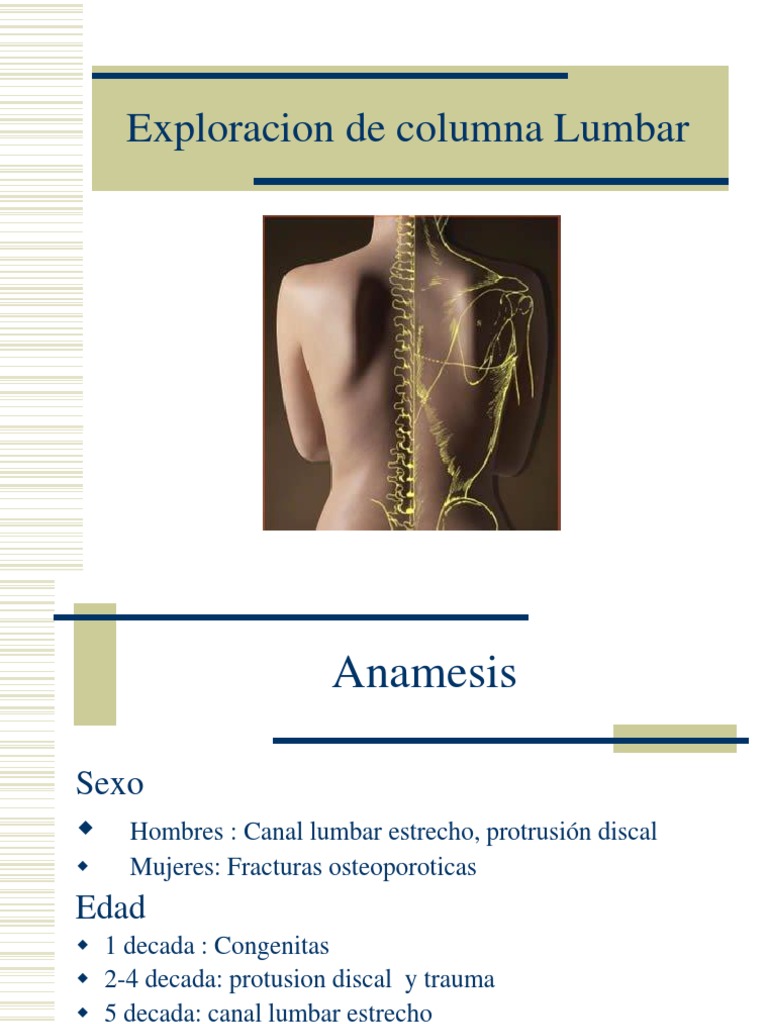 Exploracion de Columna Lumbar | PDF | Dolor lumbar | Lesión